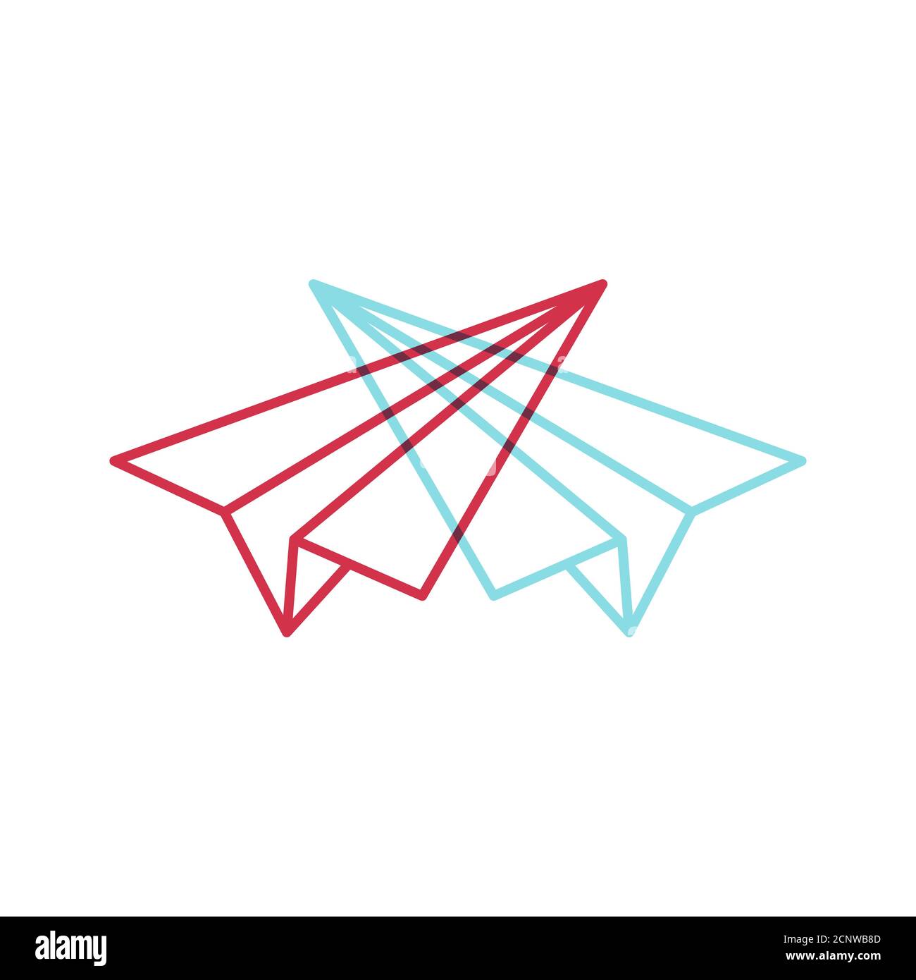 Paper plane icon. Blue and red colors. Vector illustration, flat design ...