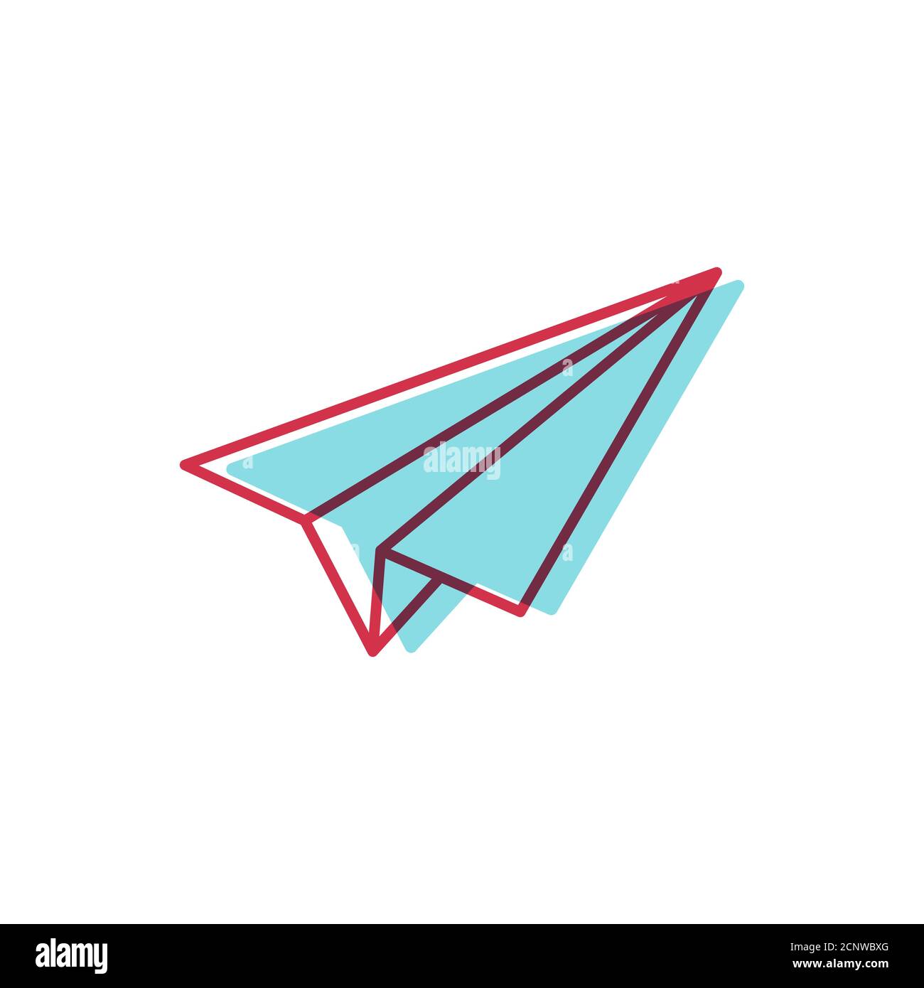 Paper plane icon. Blue and red colors. Vector illustration, flat design ...