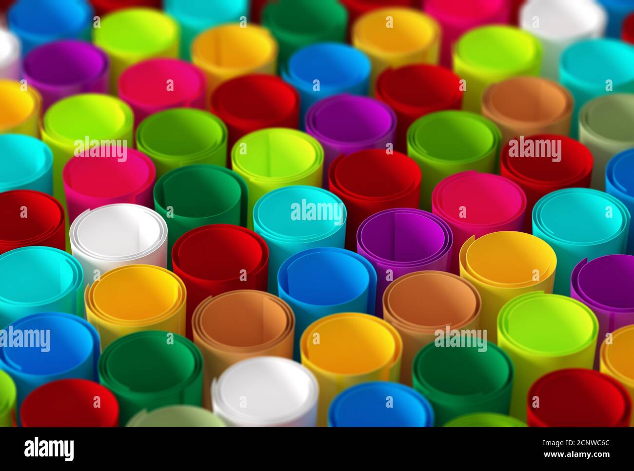 Colorful paper rolls background. 3D Rendering Stock Photo - Alamy