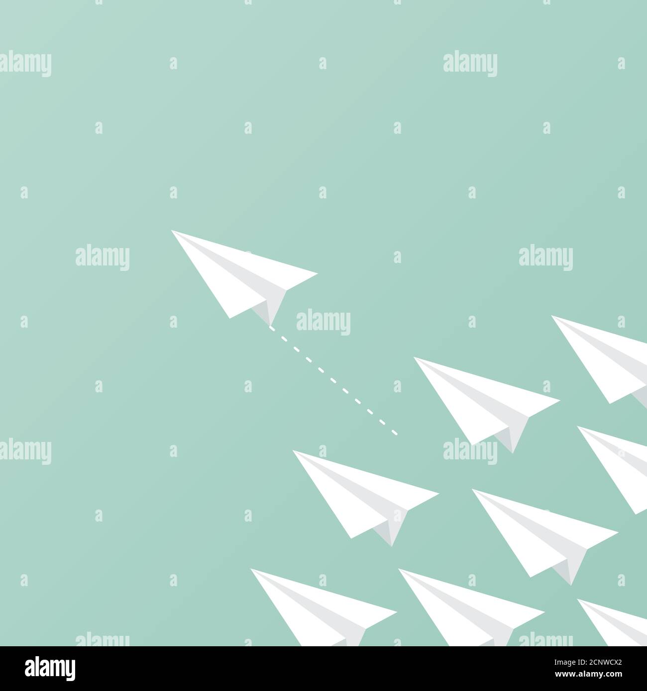 Group of paper planes flying. A paper plane ahead of other paper planes ...