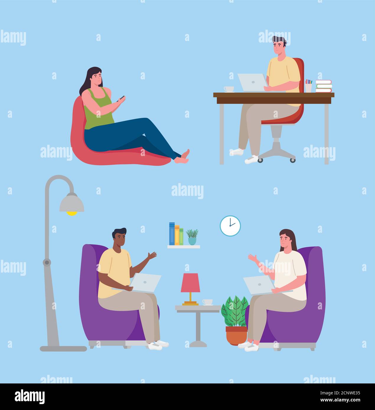 Group telework Stock Vector Images - Alamy