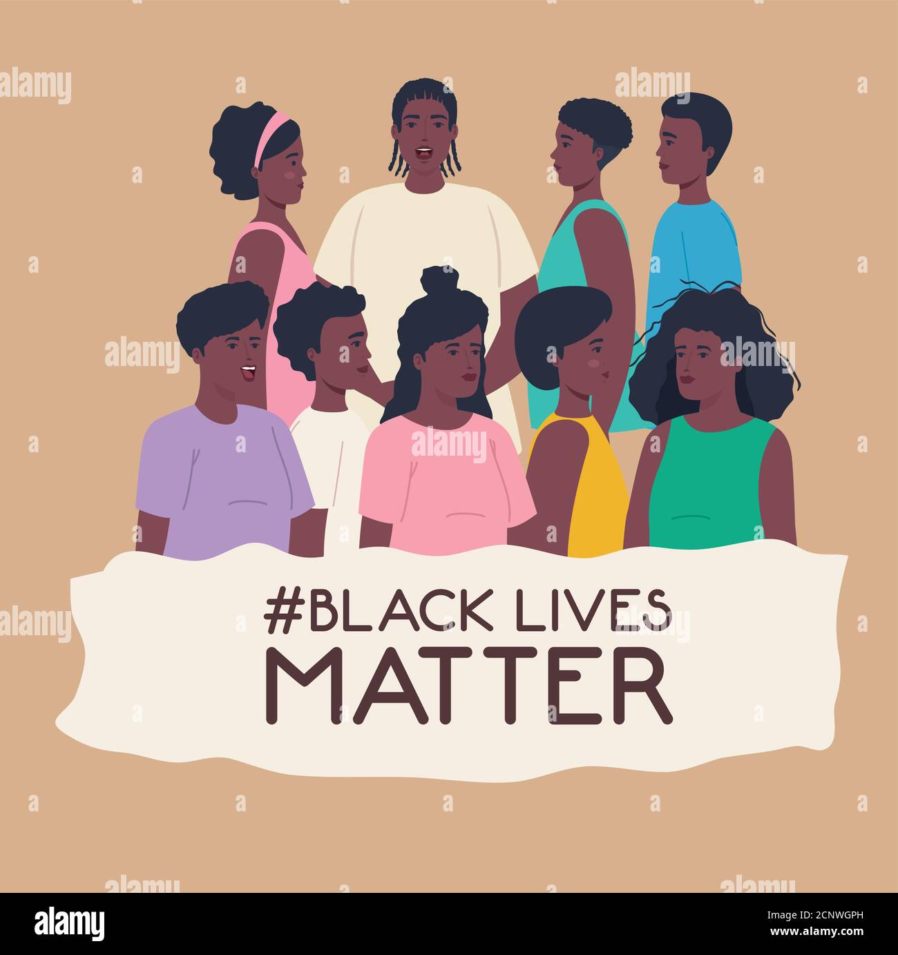 black lives matter, people african together, stop racism Stock Vector ...