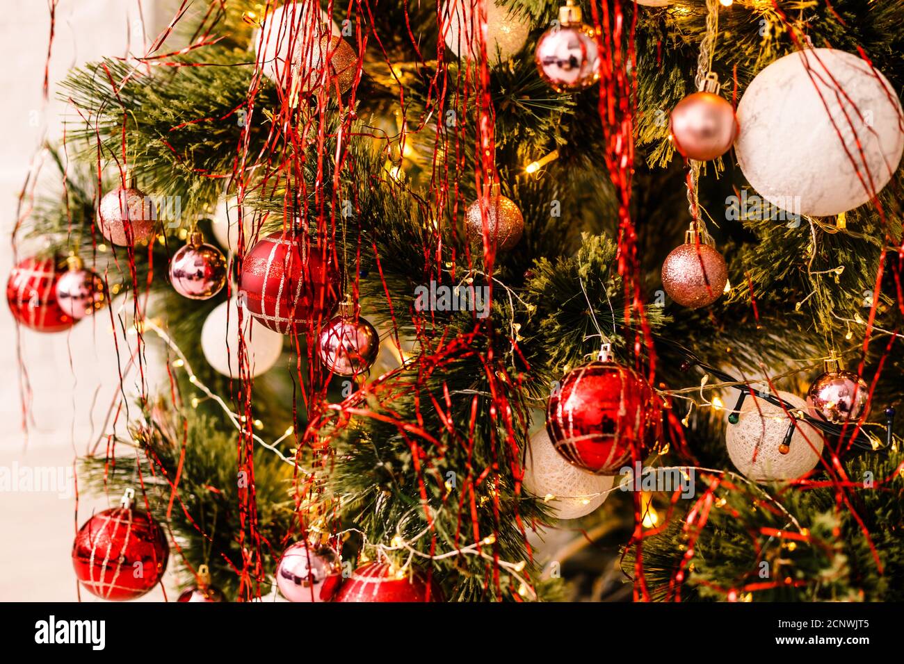 Christmas Tree Decoration Christmas tree lit background Stock Photo - Alamy