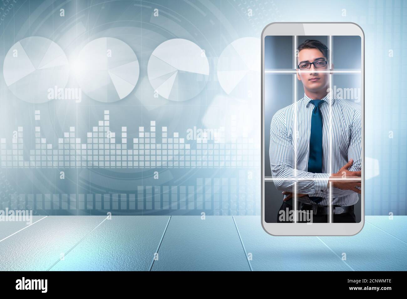 Online and internet dependency concept with businessman Stock Photo - Alamy