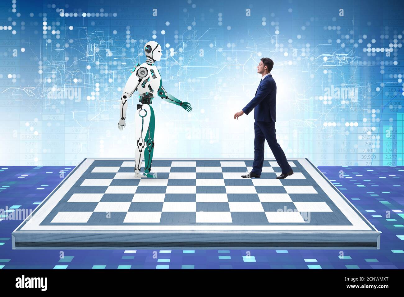 Concept of rivalry between robots and the humans Stock Photo - Alamy