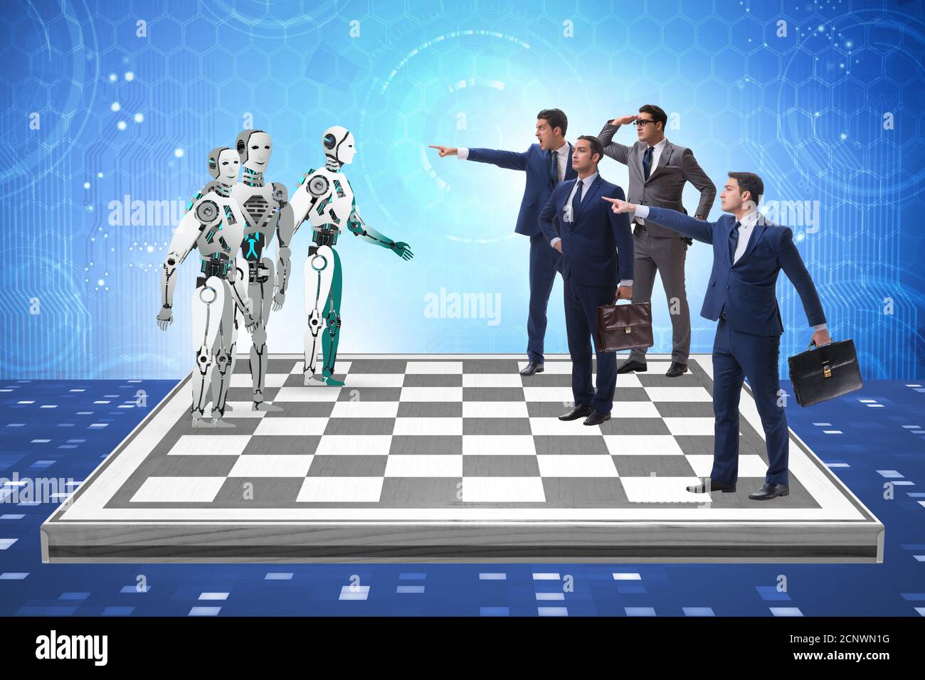 Concept of rivalry between robots and the humans Stock Photo - Alamy