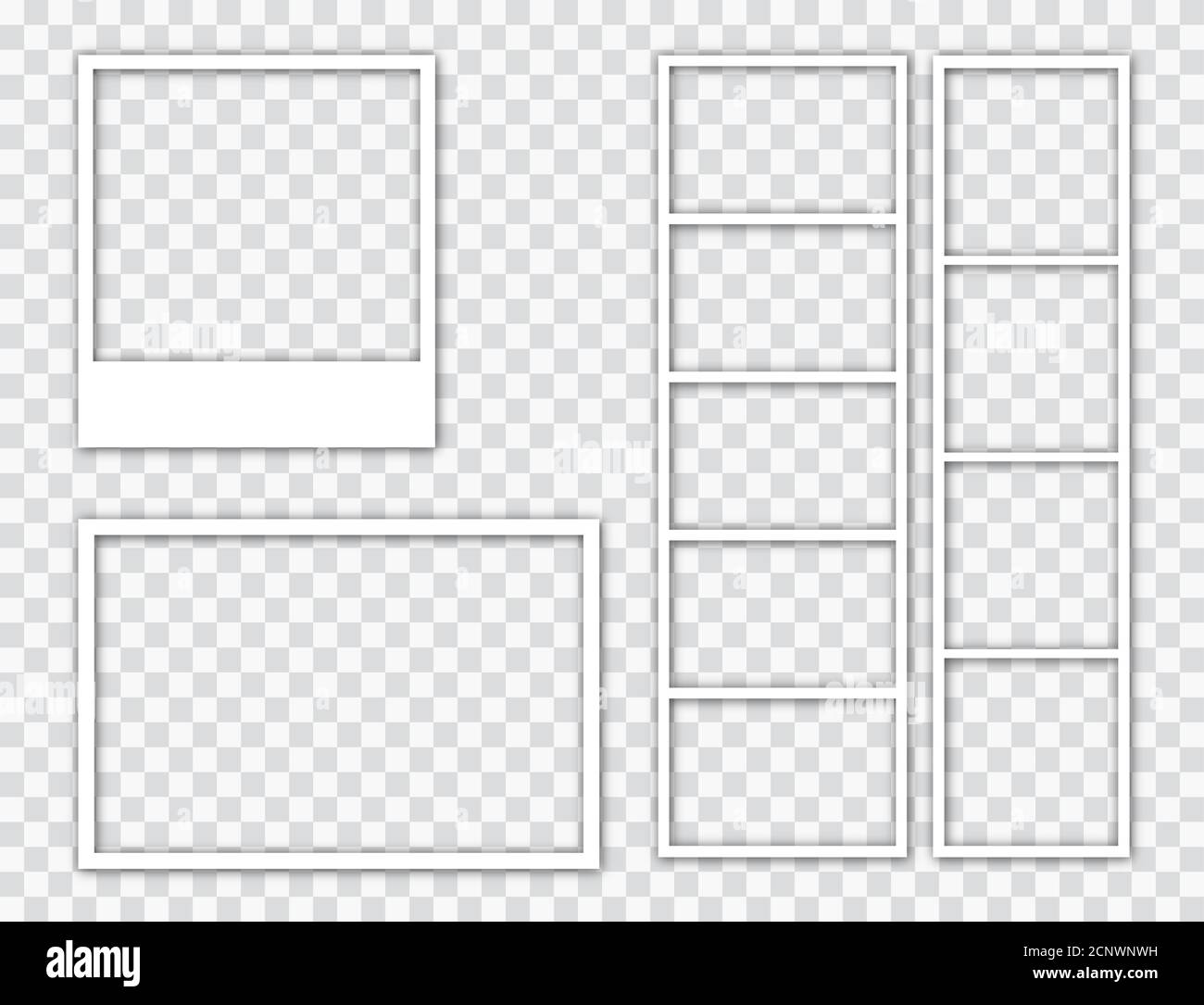 Realistic empty photo card frame, film set. Retro vintage photograph ...