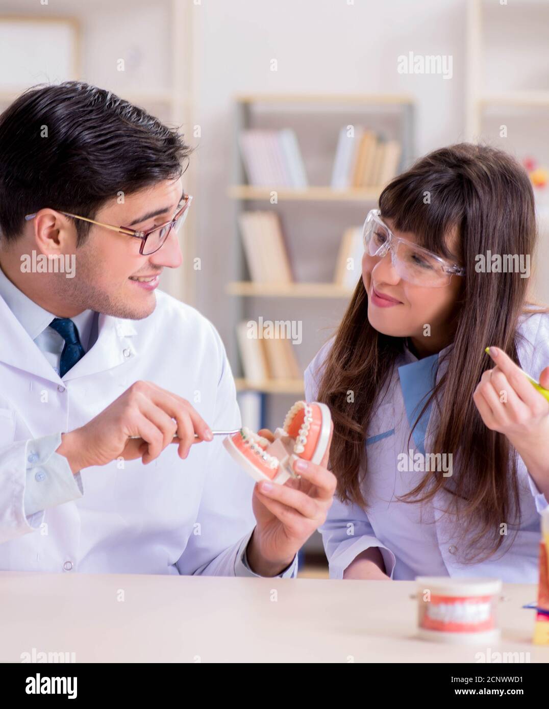 The dentist explaining student tooth structure Stock Photo - Alamy