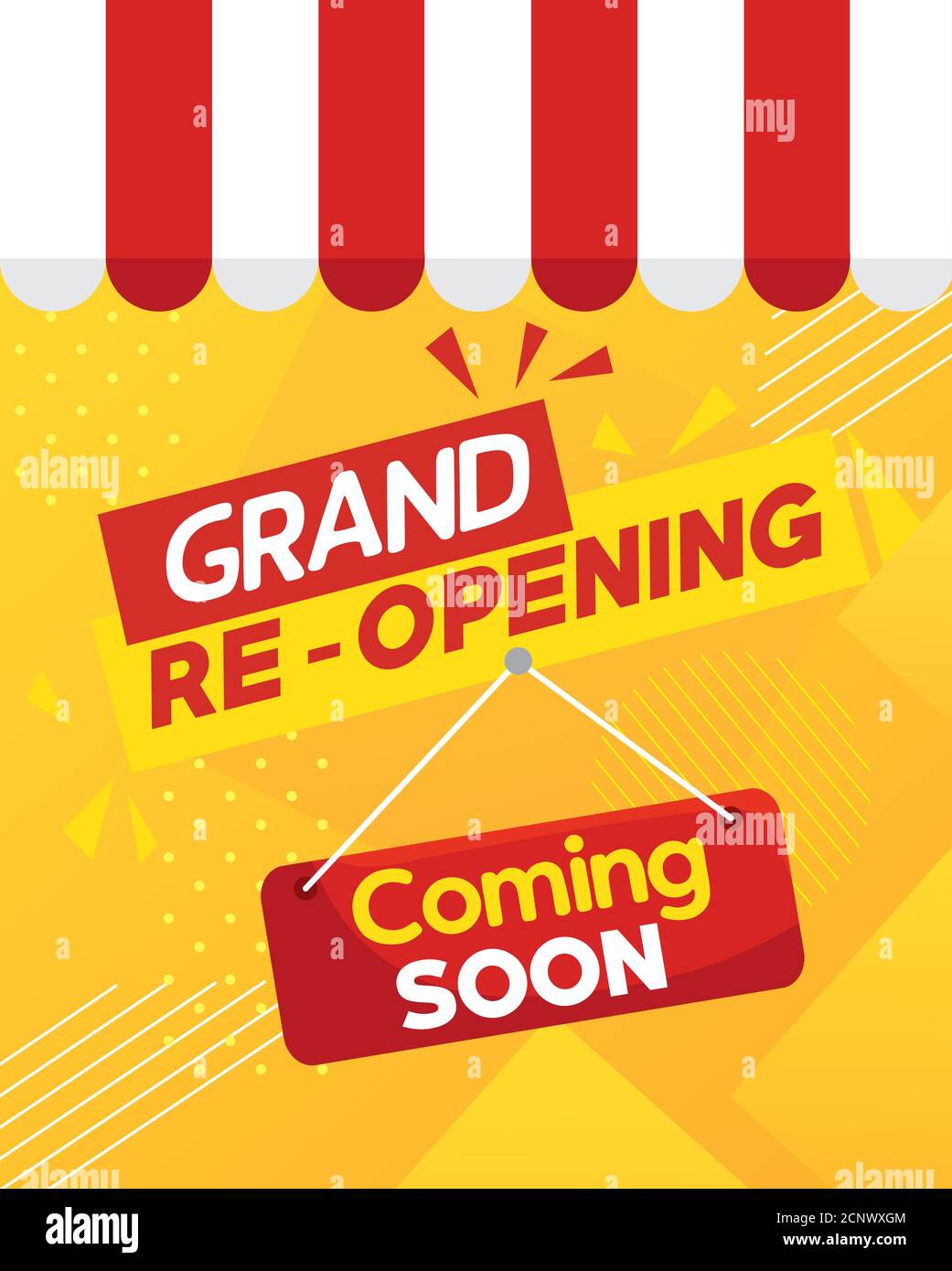 grand reopening banner, with coming soon label and parasol Stock Vector ...
