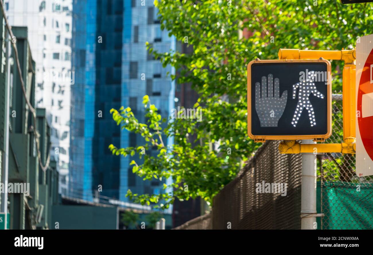 High-rise office buildings stand behind stoplight at Queensboro Plaza ...