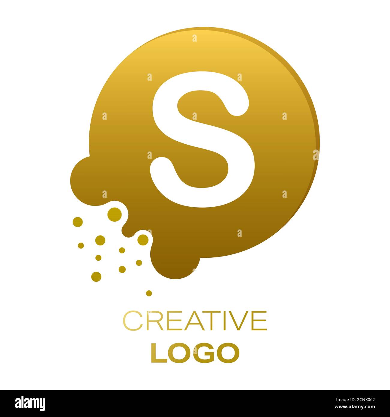 Creative logo. The letter S on a round dot with splashes. Vector ...