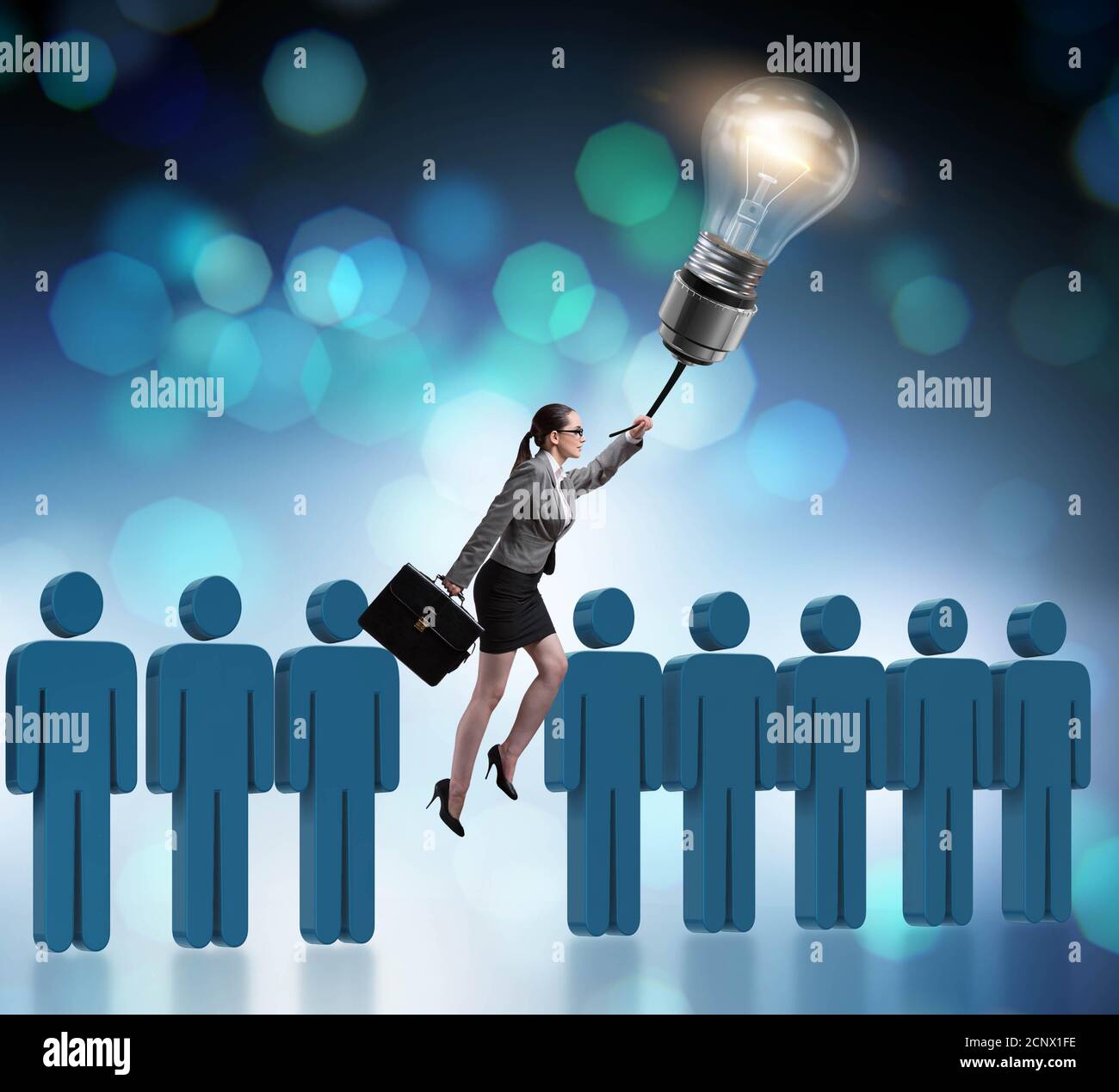 Businesswoman in career promotion concept Stock Photo - Alamy