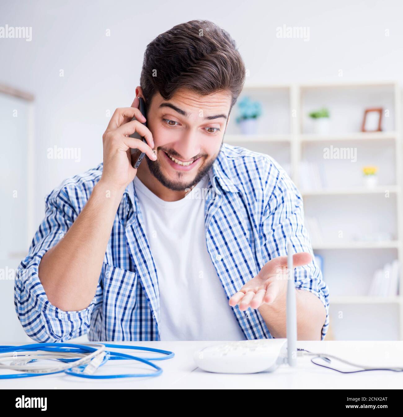 The man enjoying fast internet connection Stock Photo - Alamy
