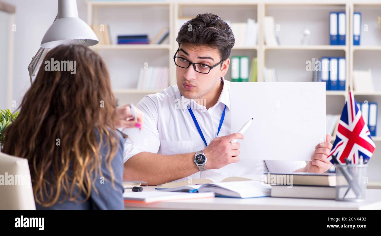 The english language training with teacher and student Stock Photo - Alamy