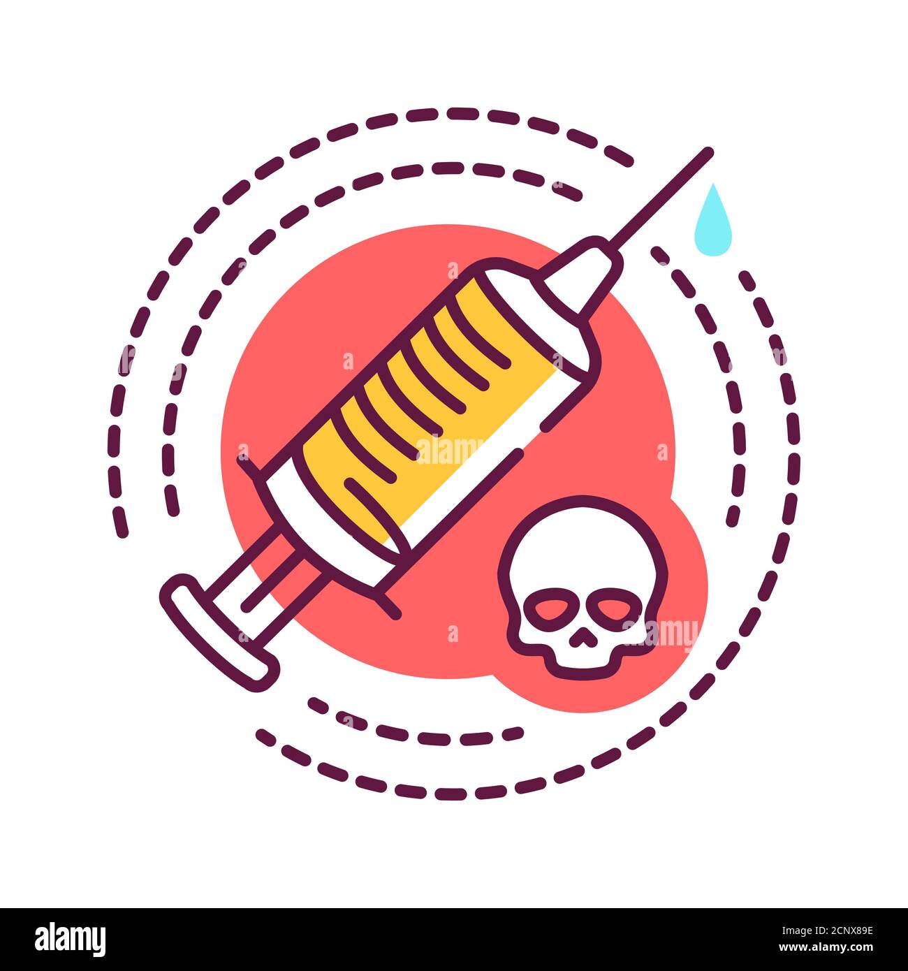 Drug addiction color line icon. Complex disease that requires ...