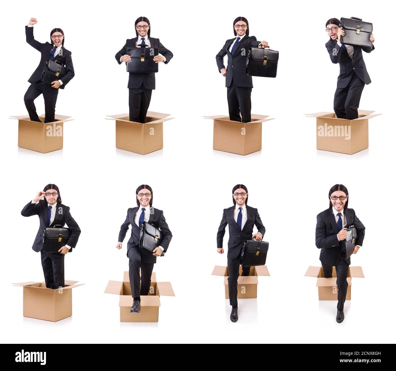 The man in thinking out of the box concept Stock Photo - Alamy