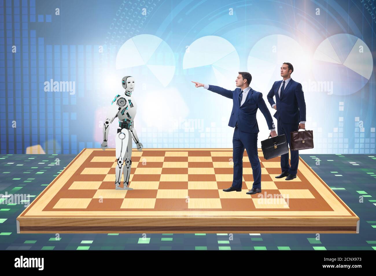 Concept of rivalry between robots and the humans Stock Photo - Alamy