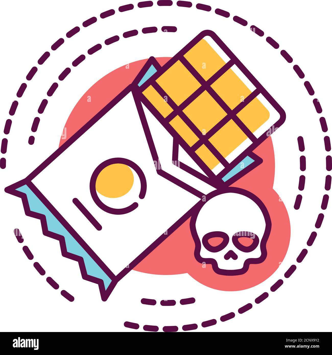 Sweet addiction color line icon. Physical or emotional dependence on ...