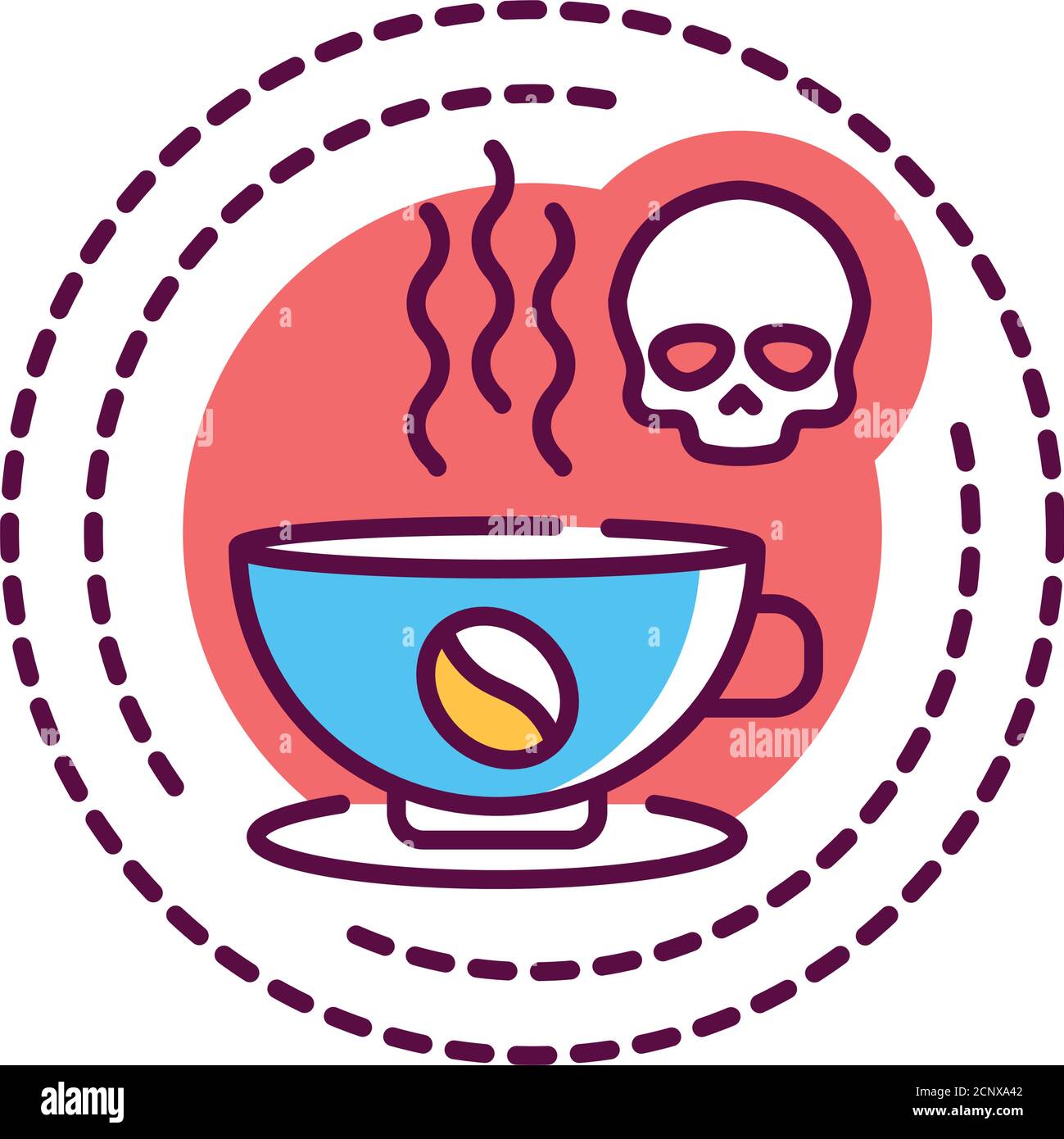 Coffee addiction color line icon. Dependence on caffeine consumption ...