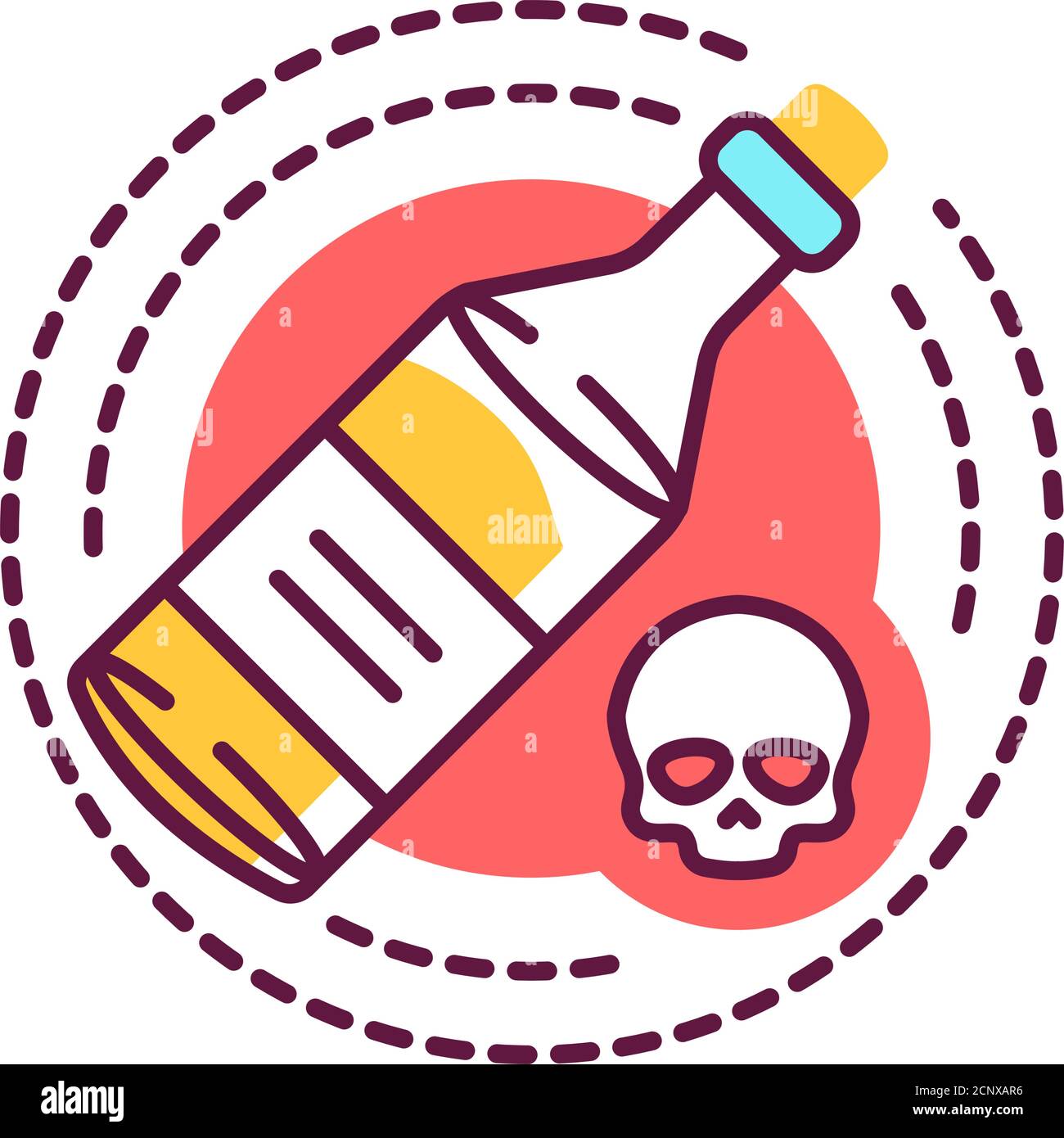 Alcohol addiction color line icon. Alcoholism refers to the physical or ...