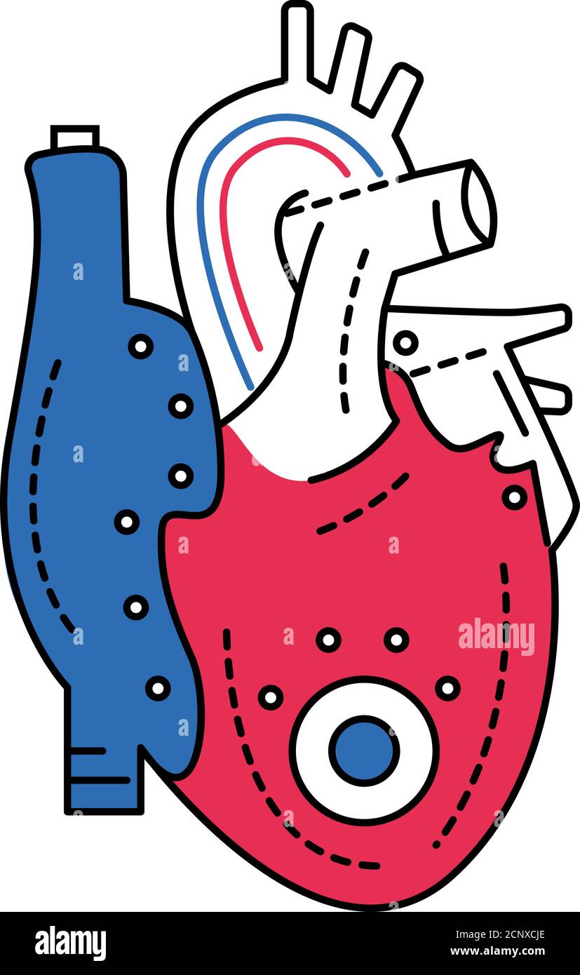 Bio artificial heart color line icon. Engineered heart. Contains the ...