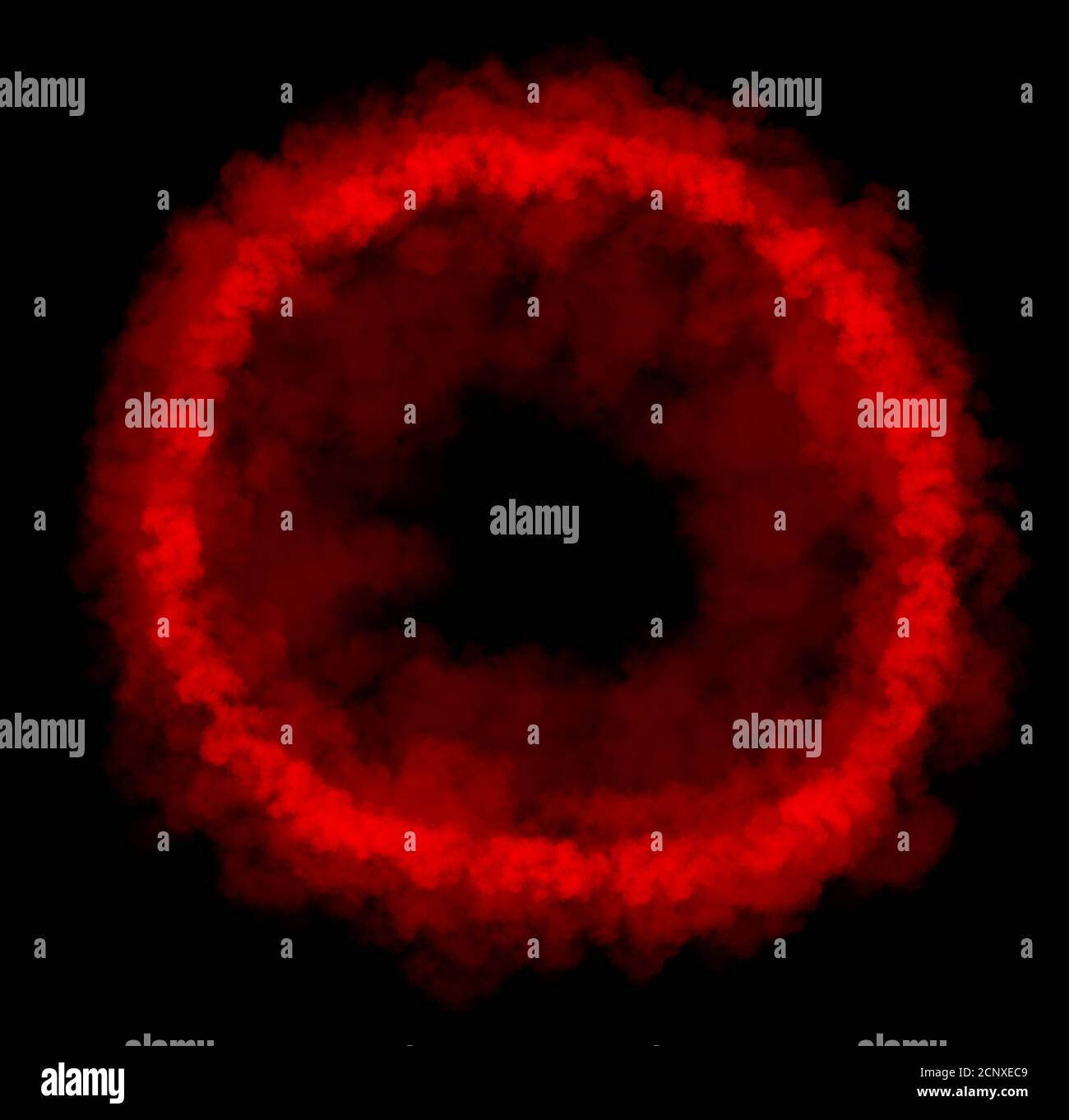 circle from red colorful smoke isolated on black background. Smoking ...