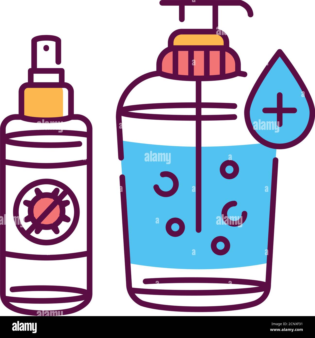 Antiseptic products color line icon. Substances that help to stop the ...