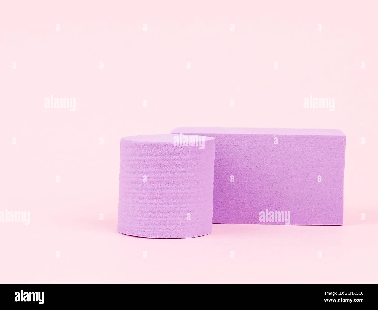 Stack of pink blocks. Geometrical figures still life composition ...