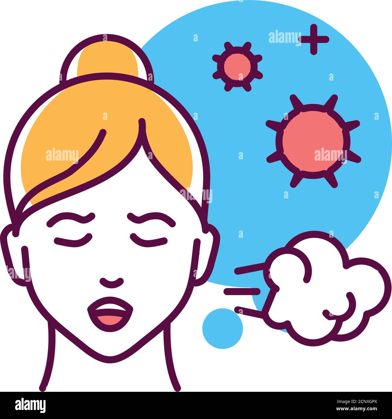 Sneezing and coughing color line icon. Flu symptoms. Pictogram for web ...