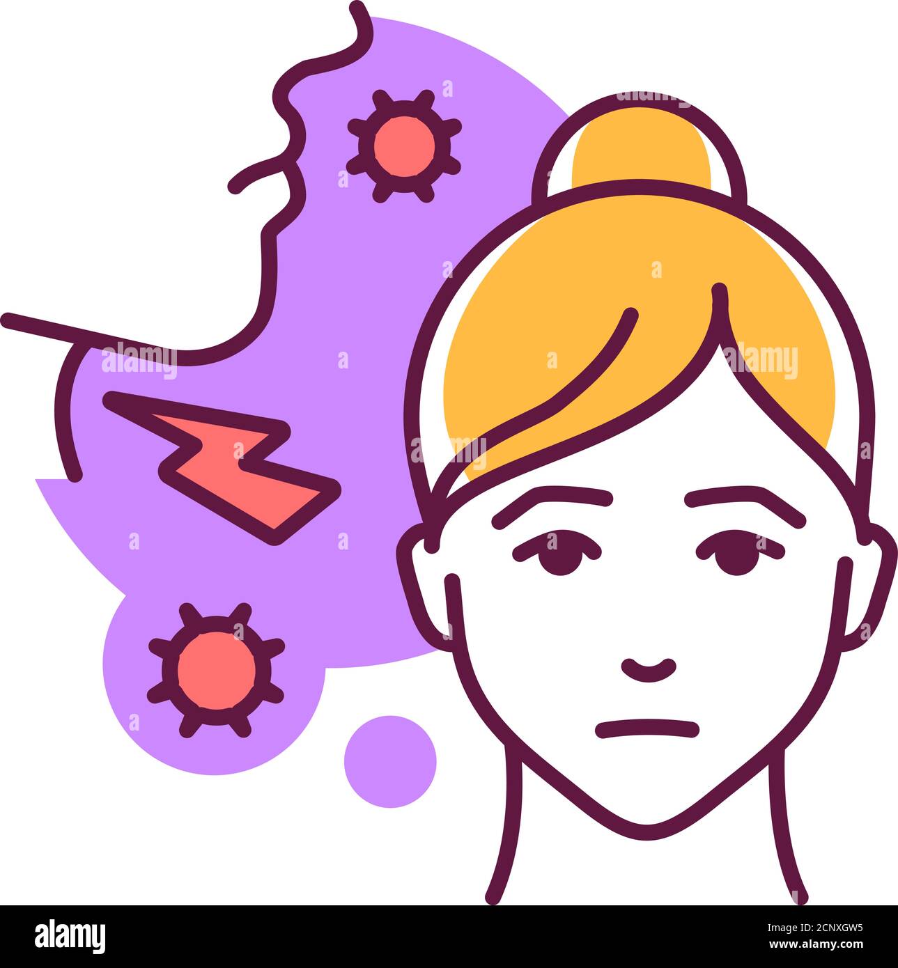 Sore throat color line icon. Flu symptom. Pain, inflammation or ...