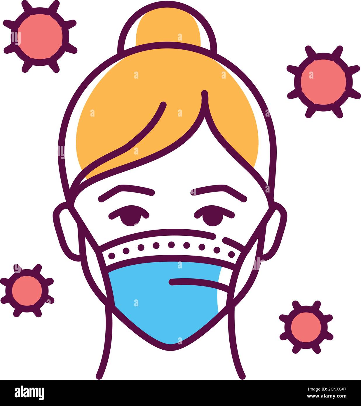 Protective mask color line icon. Flu, virus, epidemic prevention ...