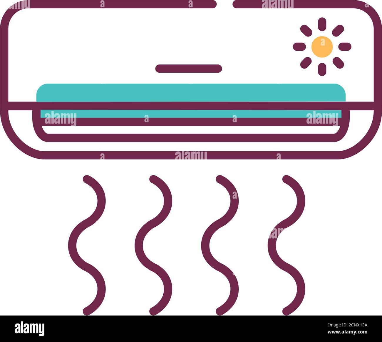 Air conditioner color line icon. System or a machine that treats air in ...