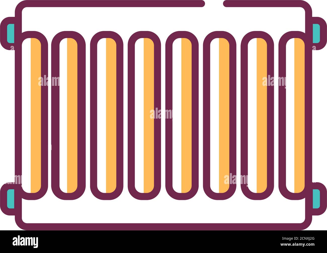 Steel radiators of heating in the house color line icon on white ...