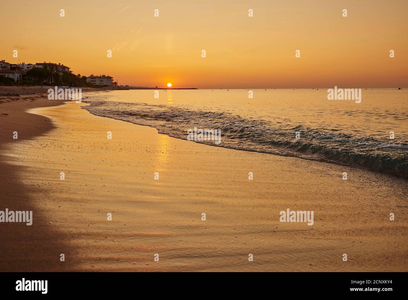 Landscape, beach, Coma-Ruga, Tarragona Province, Catalonia, Northern ...