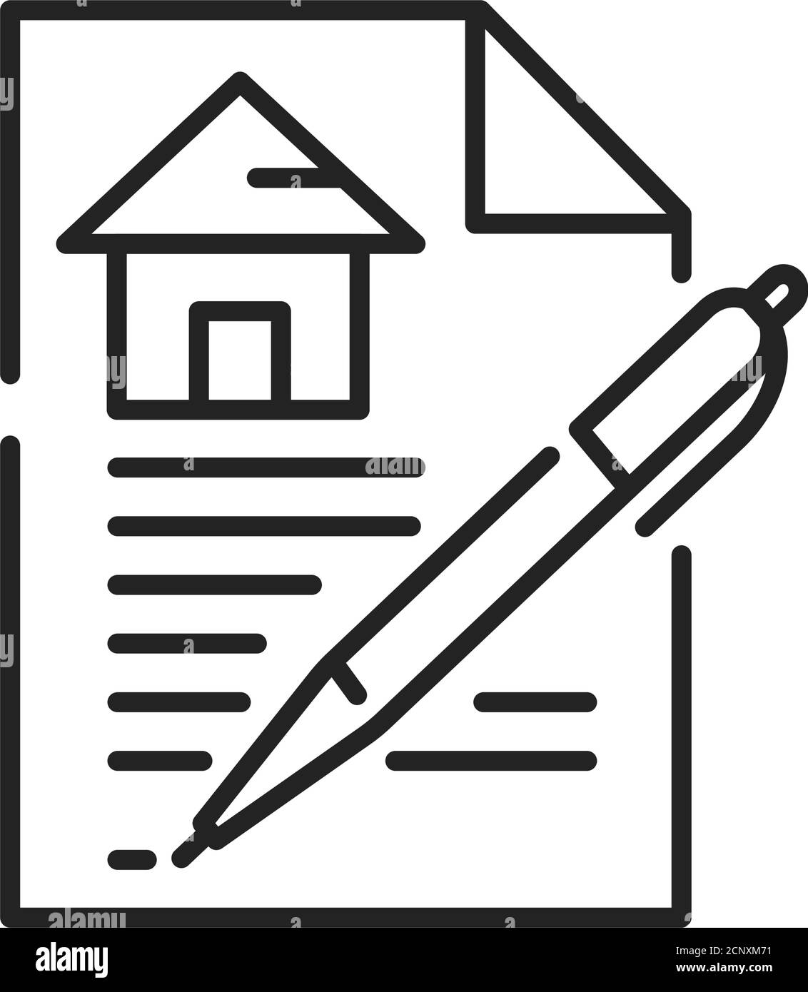 Contract black line icon. A legally binding agreement. Between parties ...