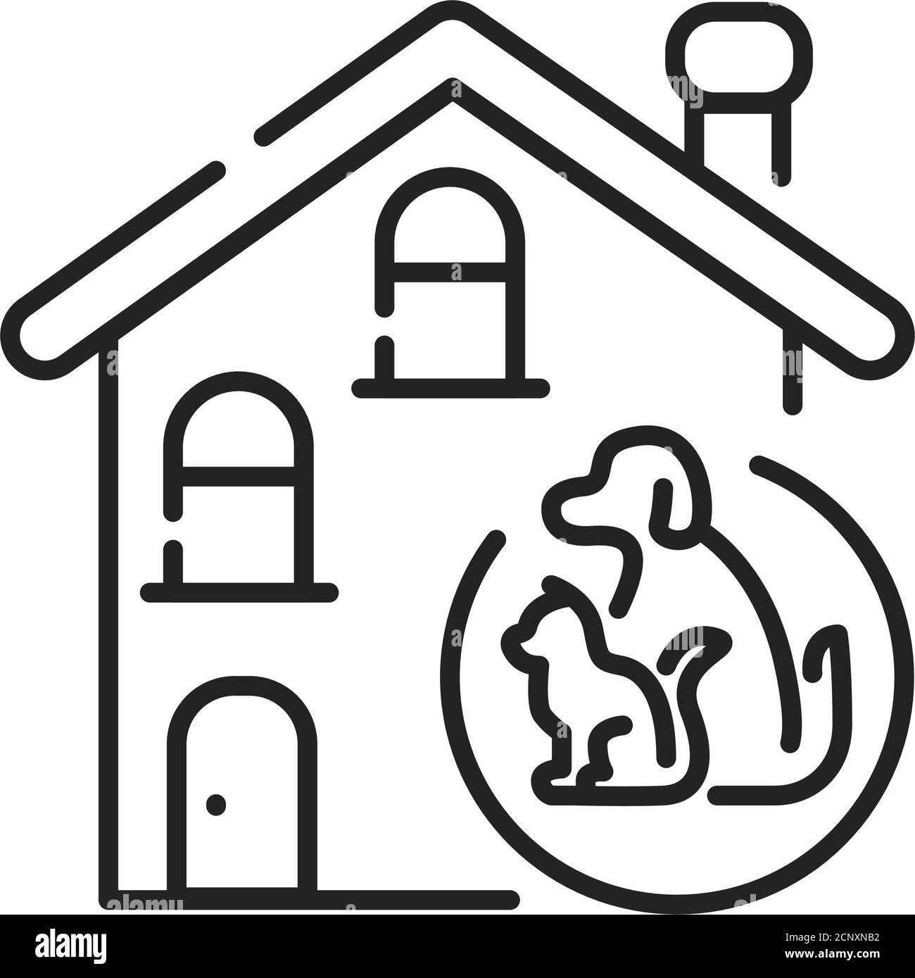 Pets allowed black line icon. Indicates whether pets are allowed to ...