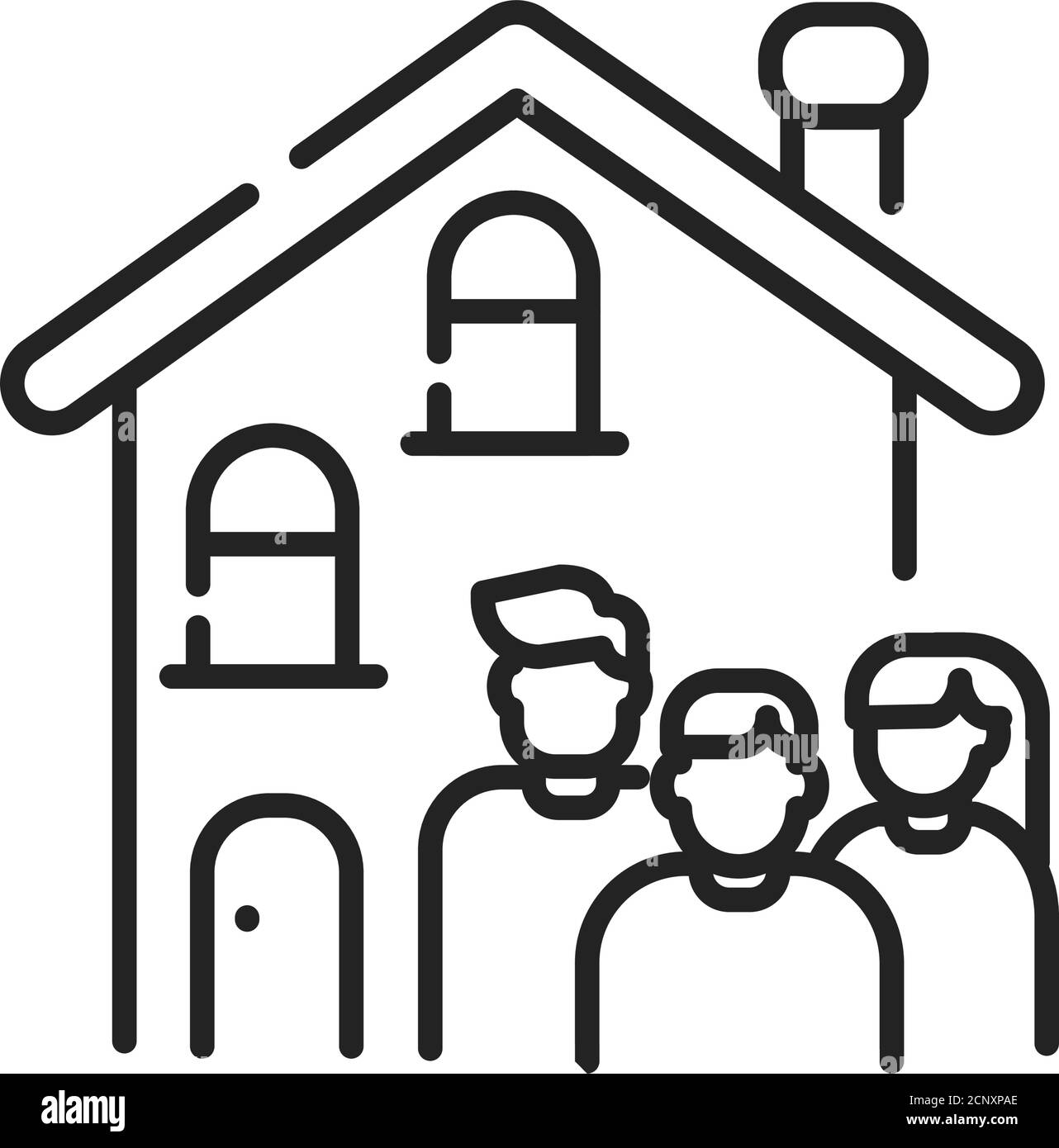 Rent a house for family allowed with children black line icon ...