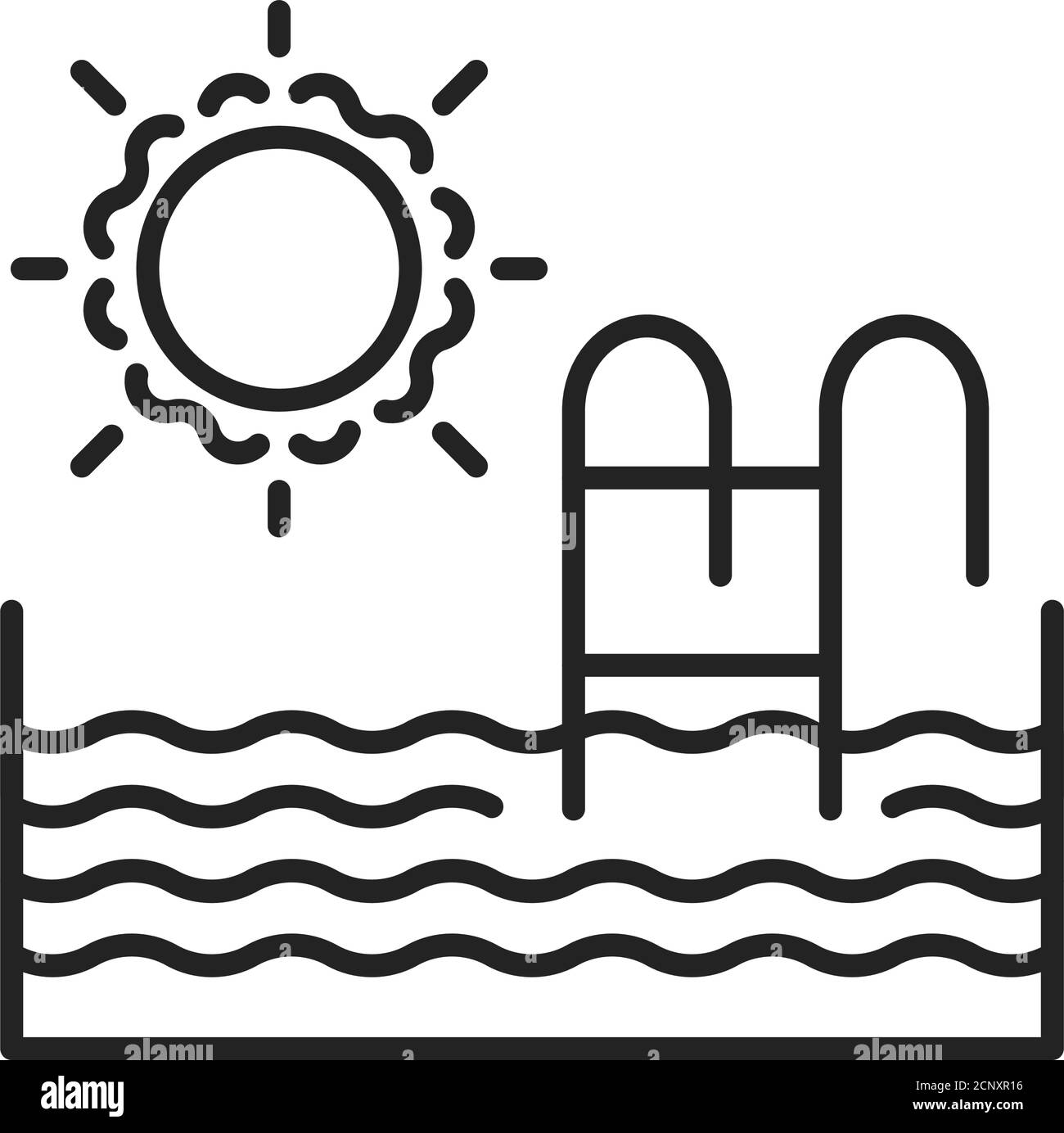 Swimming pool black line icon. House amenities sign. Outdoor recreation ...