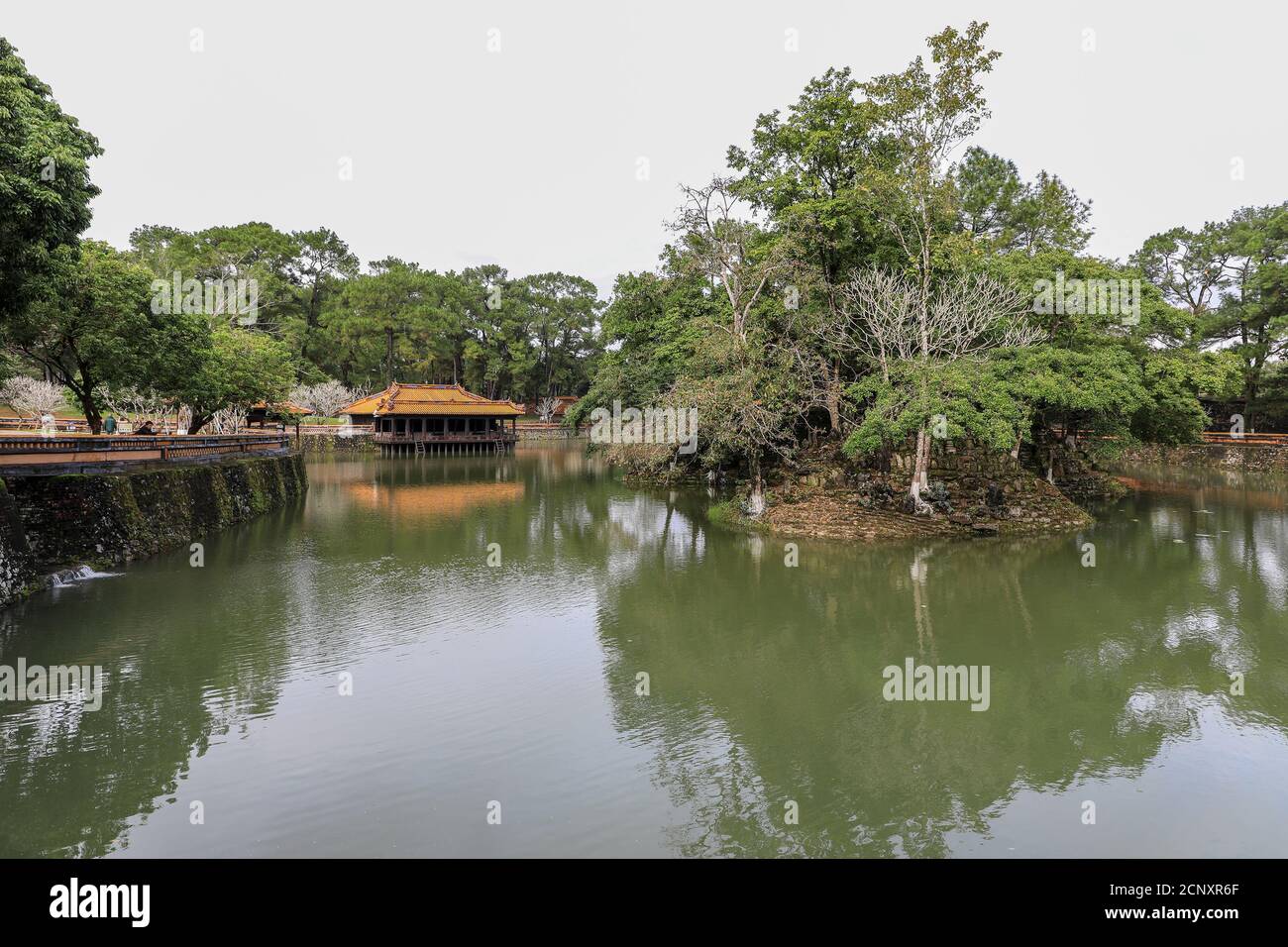 Xung Khiem Pavilion and lotus pool, Luu Khiem Lake, at tomb of Emperor ...
