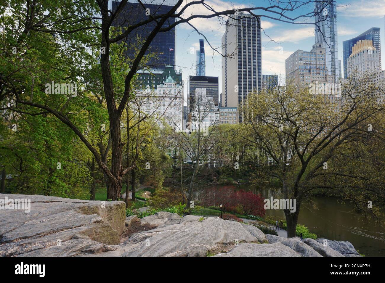 New York, NY / USA - 04 25 2020: Spring in Central Park, New York with ...