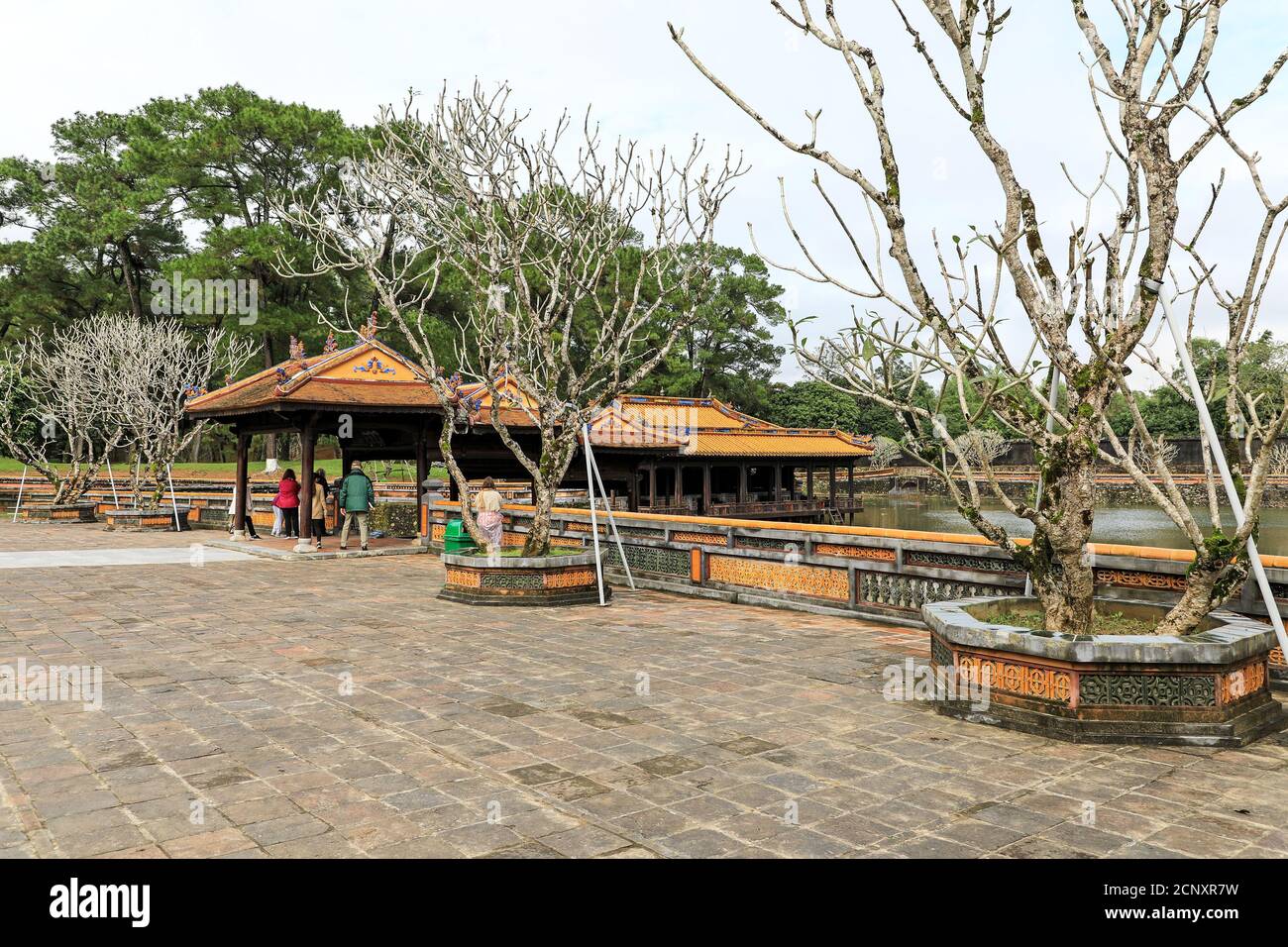 Xung Khiem Pavilion and lotus pool, Luu Khiem Lake, at tomb of Emperor ...