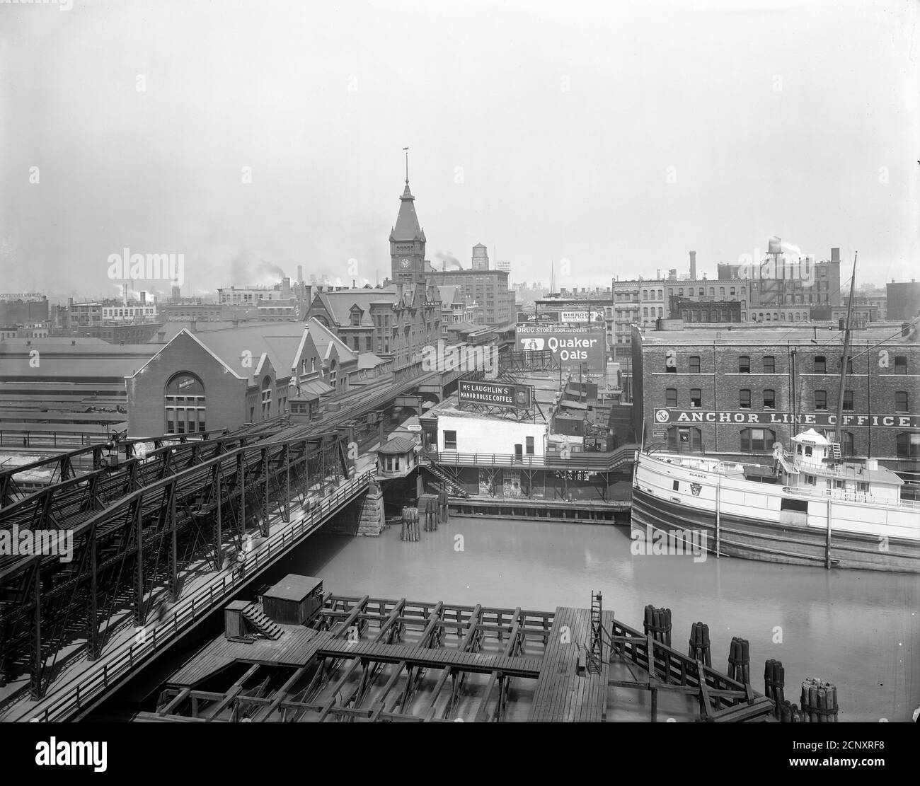 Steamer Alaska docked on the east side of Wells Street, Chicago ...