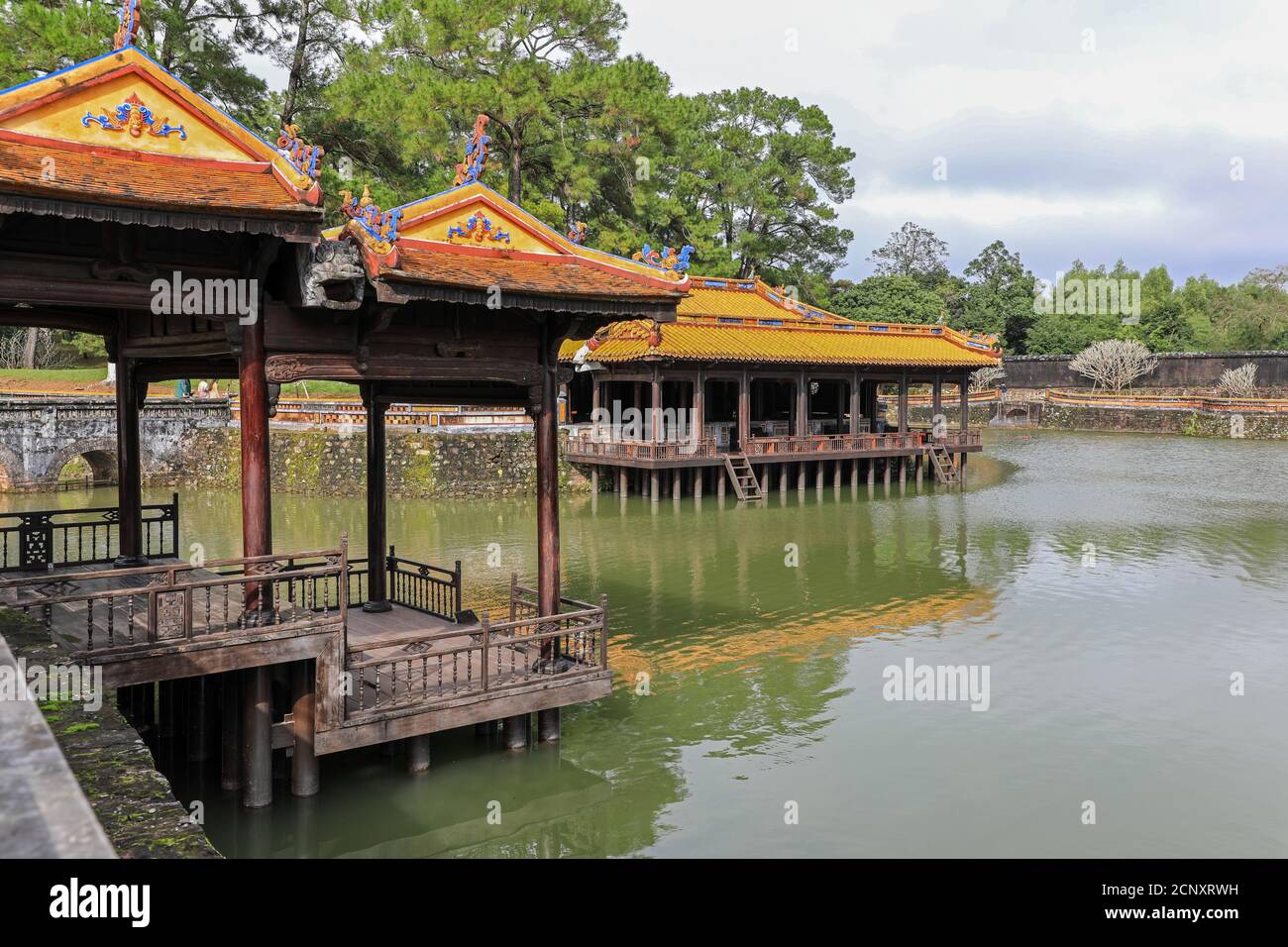 Xung Khiem Pavilion and lotus pool, Luu Khiem Lake, at tomb of Emperor ...