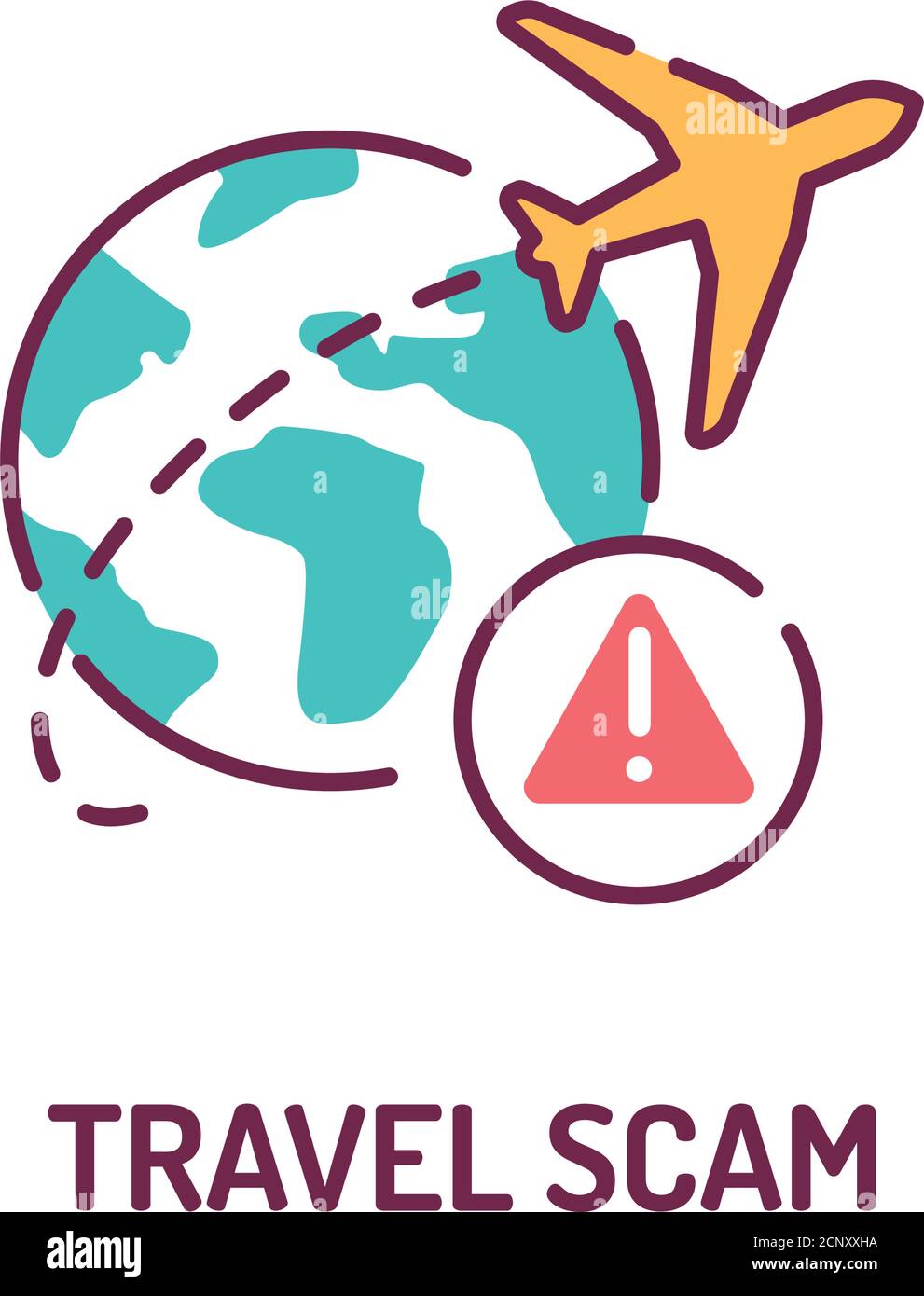Travel scam color line icon on white background. Fake travel companies ...