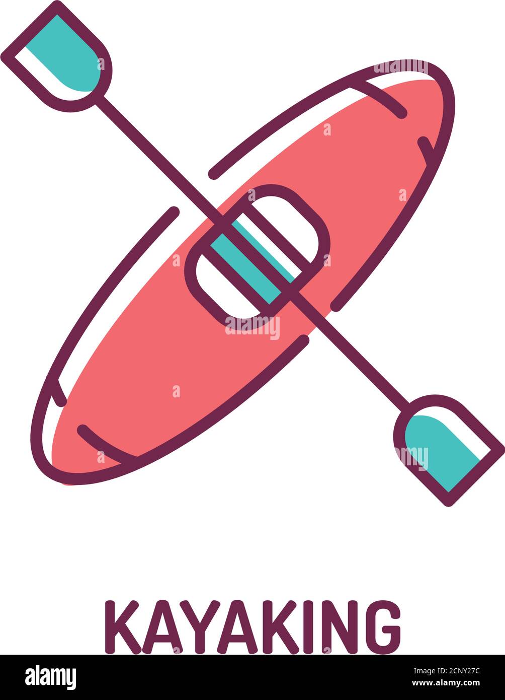 Kayaking color line icon. Water extreme sport. Pictogram for web page ...