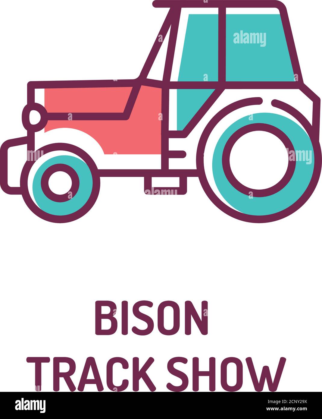 Bison track show color line icon. Unique event when farm workers reveal ...