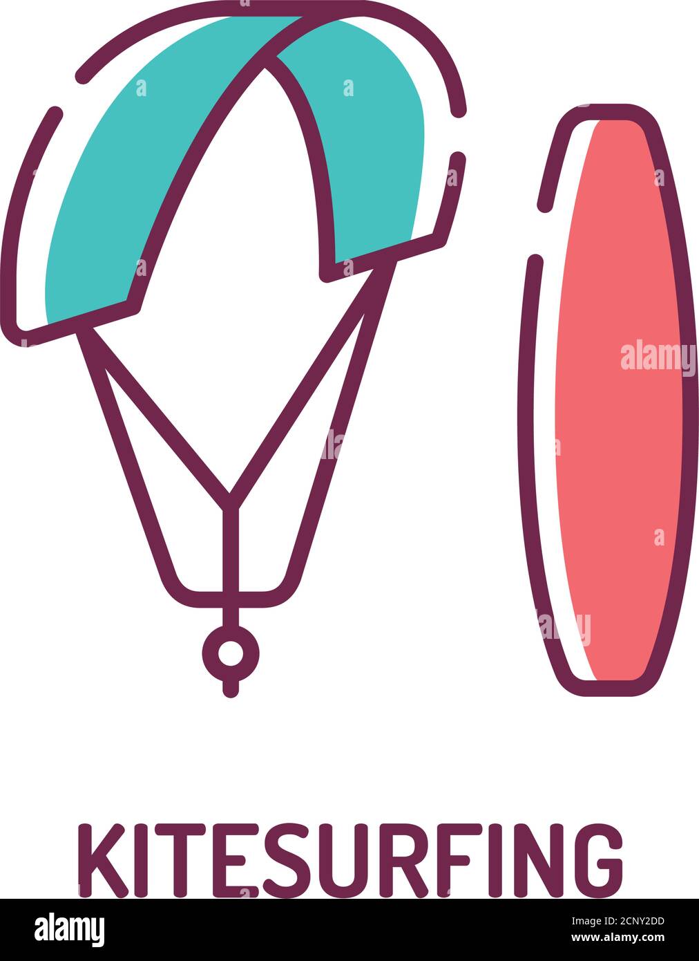 Kitesurfing color line icon. Extreme water sport. Pictogram for web ...