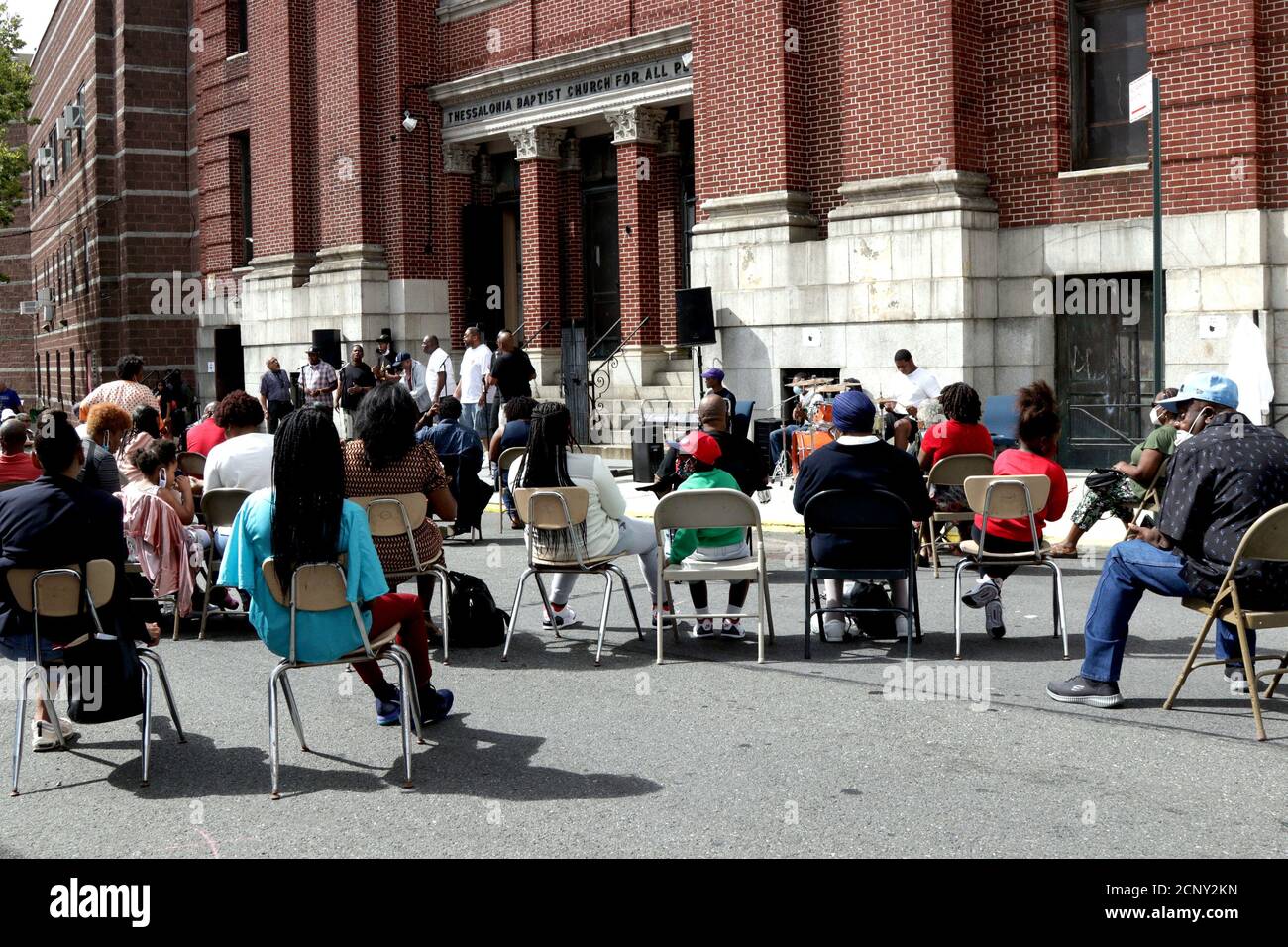 Outdoor Social Distance Church Service, New York, USA Stock Photo - Alamy