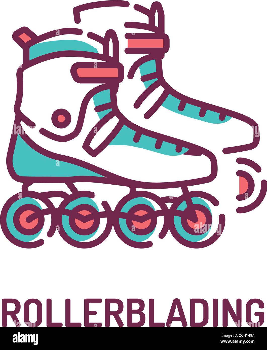 Rollerblading color line icon on white background. Riding and stunts on ...