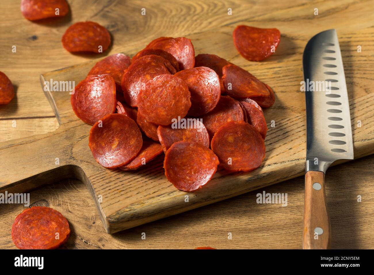 Organic Uncured Italian Pepperoni Slices Ready to Use Stock Photo - Alamy